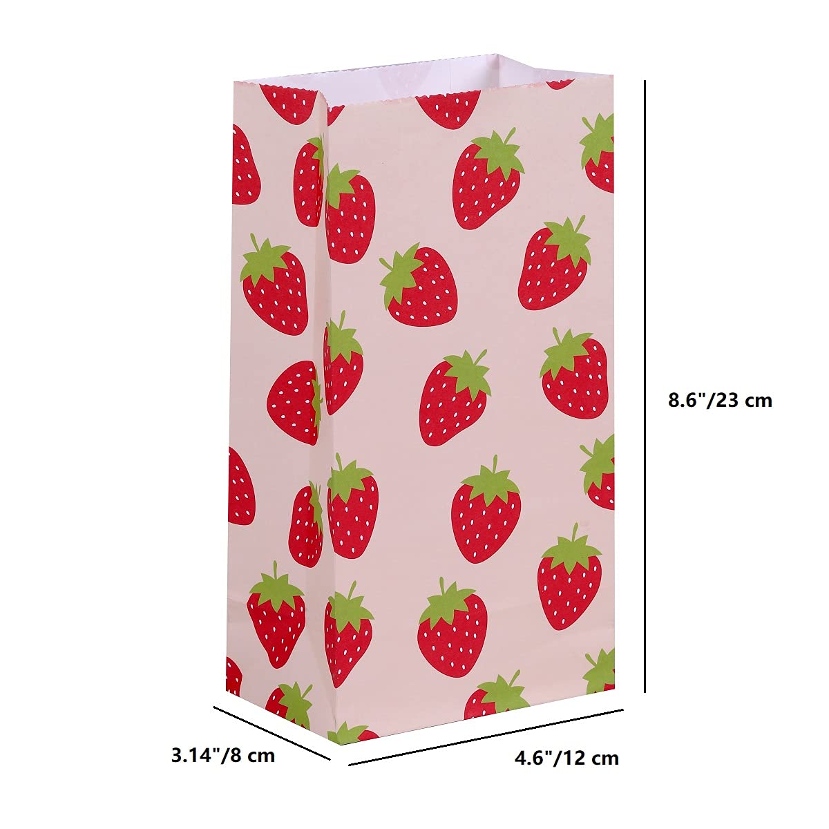 ysmile Strawberry Favor Bag Party Treat Bag Small Gift Bag Paper Birthday Decoration for Kid 24 ct