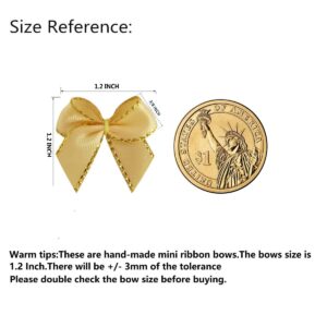 Micomon 50pcs 1.2-Inch Mini Ribbon Bows for Crafts Small Gold Edge Yellow Ribbon Bows Christmas Decoration Embalishement(Yellow)