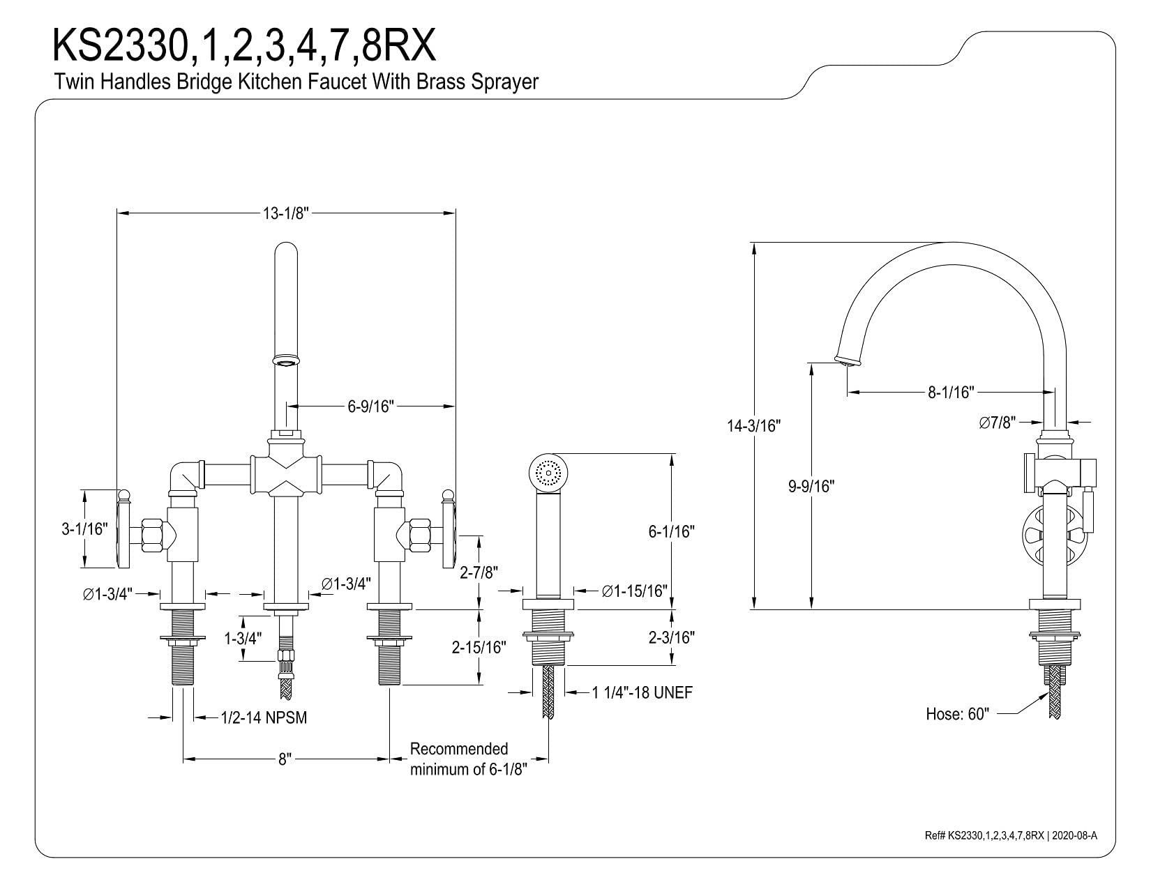 Kingston Brass KS2331RX Belknap Bridge Kitchen Faucet, Polished Chrome