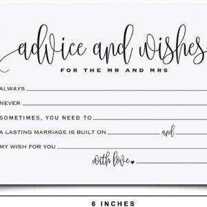 Confetti Advice and Wishes for The Mr and Mrs (50 Cards) Marriage Advice Cards, Wedding, Bride, Groom, Bridal Shower, Fill in The Blank, Minimalist