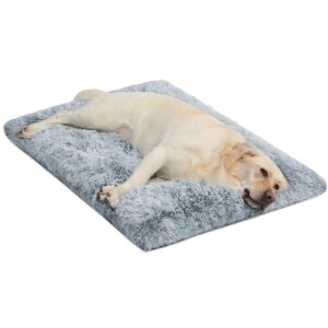 wayimpress xl dog bed crate pad mat for dog cages washable dog bed for extra large size dog soft kennel pad anti-slip pet bed,42" x 27",grey