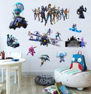 battle royale video game themed bedroom wall stickers 10pcs/sheet for teen boys room decoration,where we droppin boys bedroom wall decals,wall decor for kids,waterproof game stickers for laptop