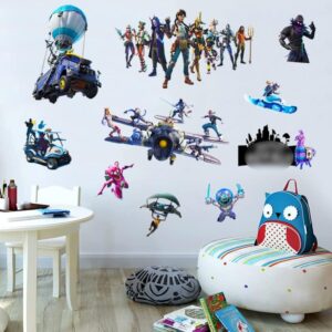 Battle Royale Video Game Themed Bedroom Wall Stickers 10Pcs/Sheet for Teen Boys Room Decoration,Where We Droppin Boys Bedroom Wall Decals,Wall Decor for Kids,Waterproof Game Stickers for Laptop