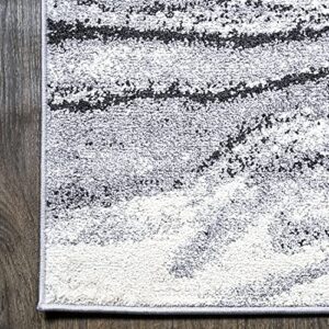 JONATHAN Y SEU207A-5 Viscon Abstract Marble Contemporary Indoor Area-Rug Casual Contemporary Easy-Cleaning High Traffic Bedroom Kitchen Living Room Non Shedding, 5 X 8, Light Gray/Black