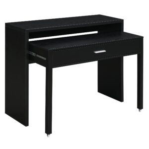 convenience concepts newport jb console/sliding desk with drawer and riser, black