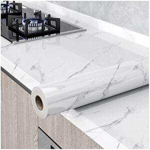 glossy marble wallpaper granite gray/white peel and stick self adhesive removable waterproof countertop paper for cabinet furniture kitchen viny film, 15.8″ ×118″