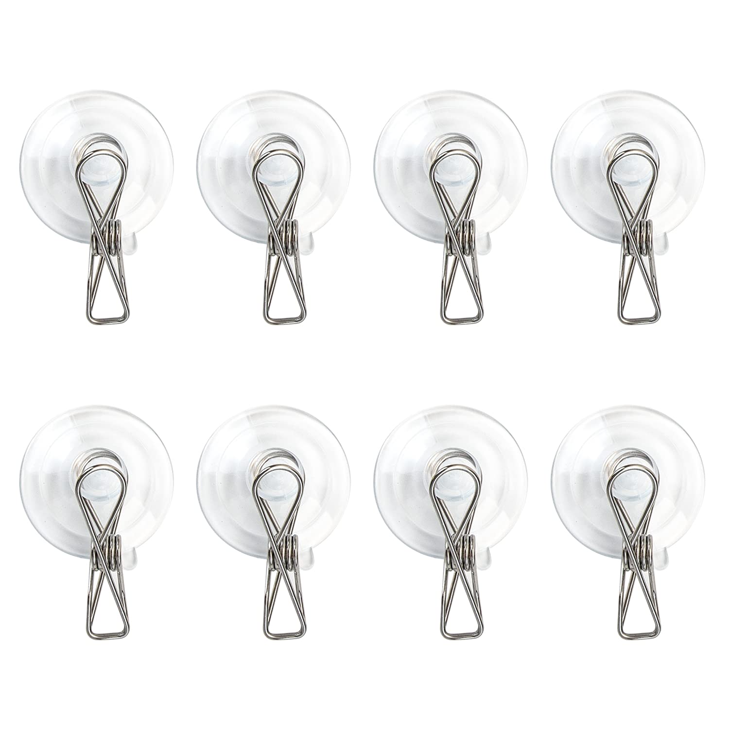 AUEAR, 8 Pack Suction Cup Clips Plastic Round Sucker Clamps Holder for Hanging Home Office Bathroom Accessories 45mm