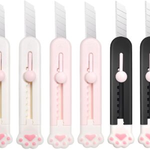 Leven Cute Retractable Box Cutters, 6 Pack Utility Knife, Sharp Cartons Cardboard Cutter Razor Knife for Christmas, Smooth Mechanism Perfect for Office and Home Use