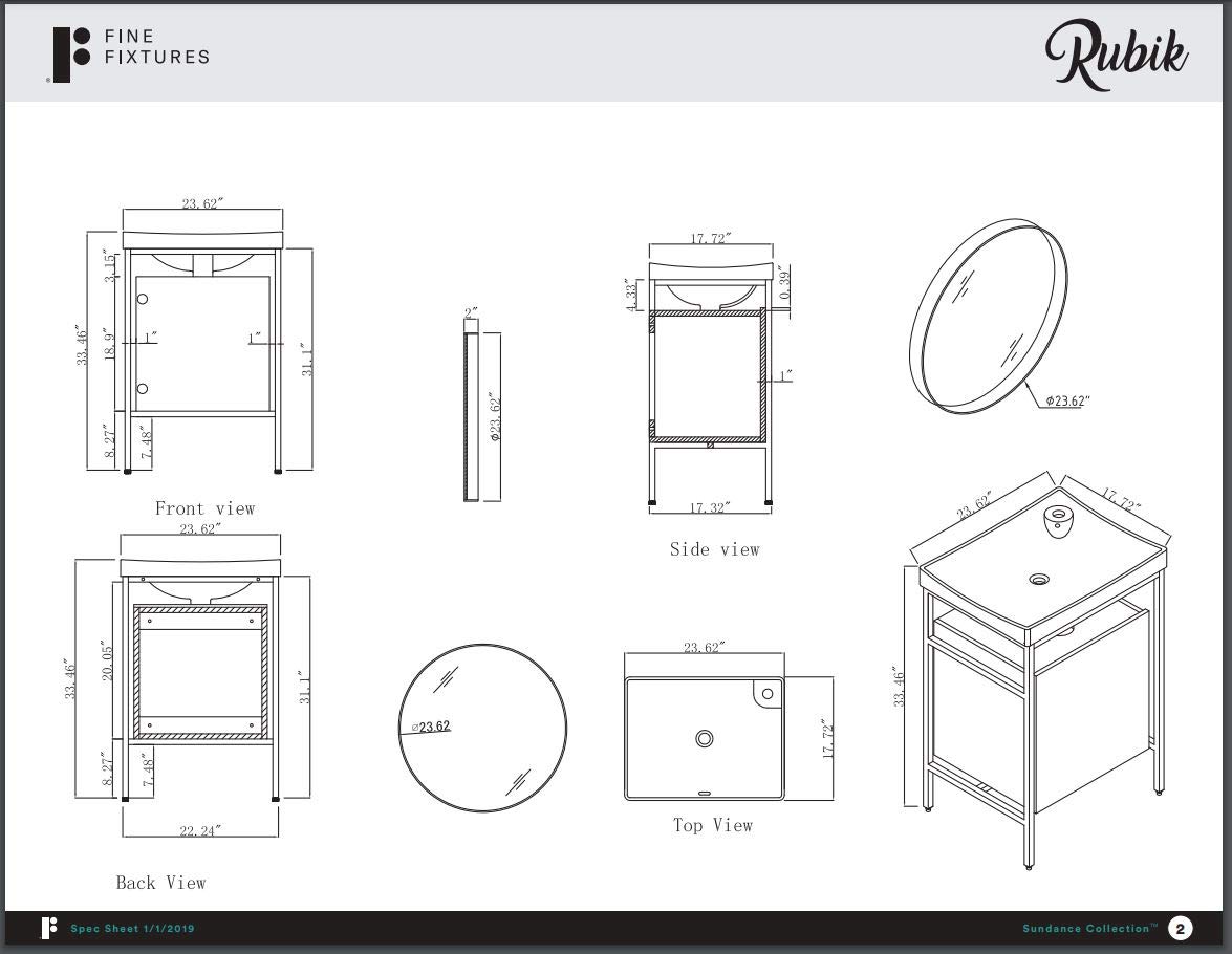 Fine Fixtures Rubik 24" Single Bathroom Vanity Set