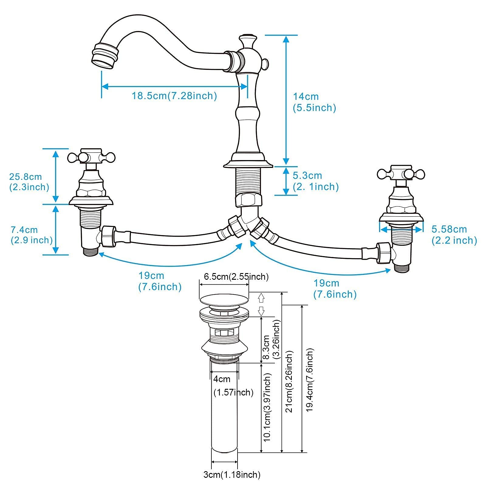 Matte Black Wall Mounted Bathroom Rainfall Shower Faucet System Set Mixer 8’’ Head 2 Cross Handles Victorian Widespread Deck Mounted Three Holes Double Handles Bathroom Sink Faucet