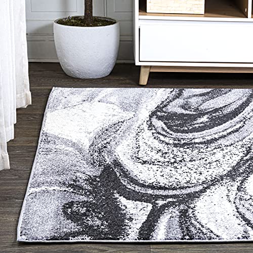 JONATHAN Y SEU207A-5 Viscon Abstract Marble Contemporary Indoor Area-Rug Casual Contemporary Easy-Cleaning High Traffic Bedroom Kitchen Living Room Non Shedding, 5 X 8, Light Gray/Black