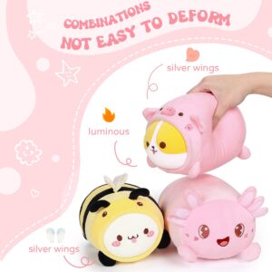 AIXINI 8 inch Plush Toys Set 3pcs Cute Panda/Deer/Pig Plush Stuffed Animals Packs, Super Soft Cartoon Hugging Toy Gifts for Bedding Kawaii Pillow