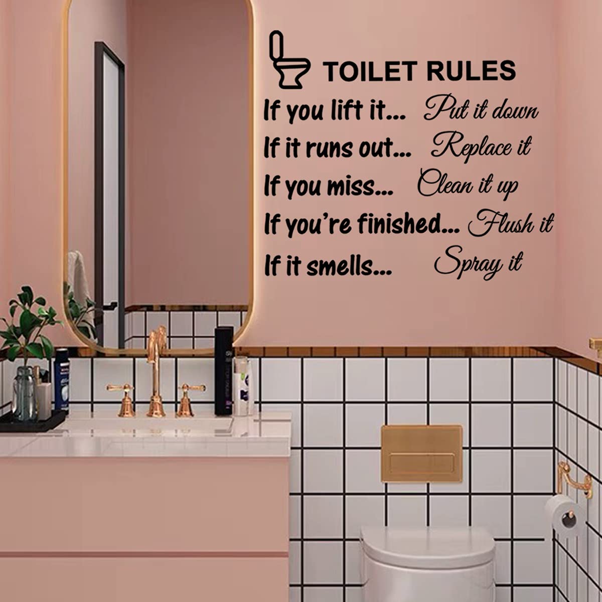 NC Home Stickers Toilet Rules Bathroom Decals Wall Quotes Vinyl Stickers Wall Art Decor for Bathroom Large Wall Sticker Home Decorations.