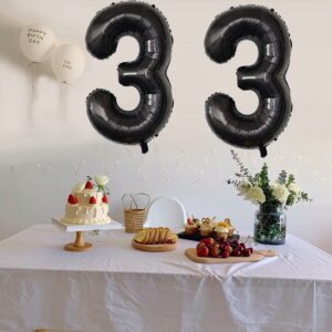 Xihuimay Number 33 Balloons 40 inch Digital Balloon Alphabet 33 Birthday Balloons Digit 33 Helium Balloons Big Balloons for Birthday Party Supplies Wedding Bachelorette Bridal Shower, Black Number 33