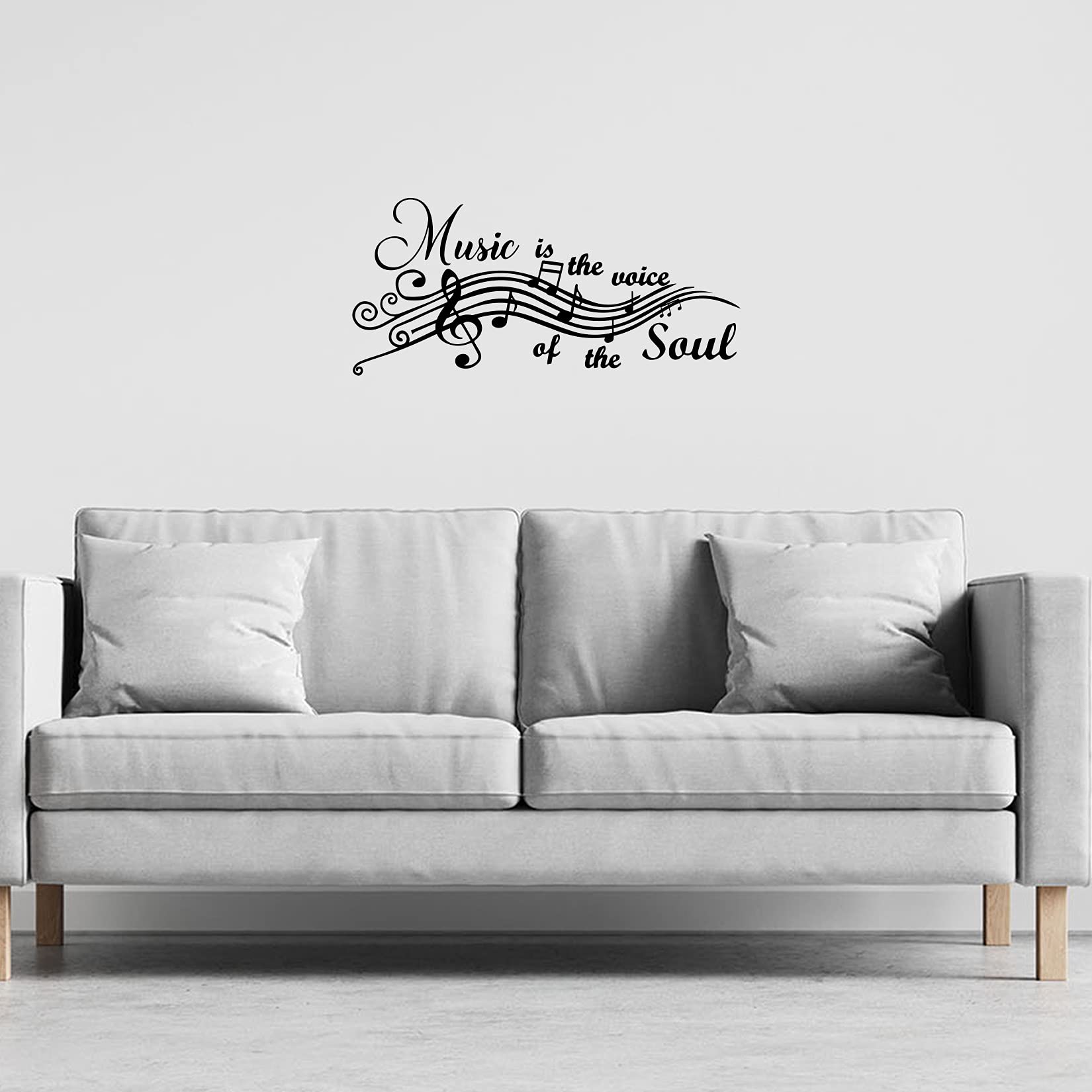 Music is The Voice of The Soul Vinyl Wall Decals Quotes Sayings Music Symbols Words Arts Lettering for Music Room