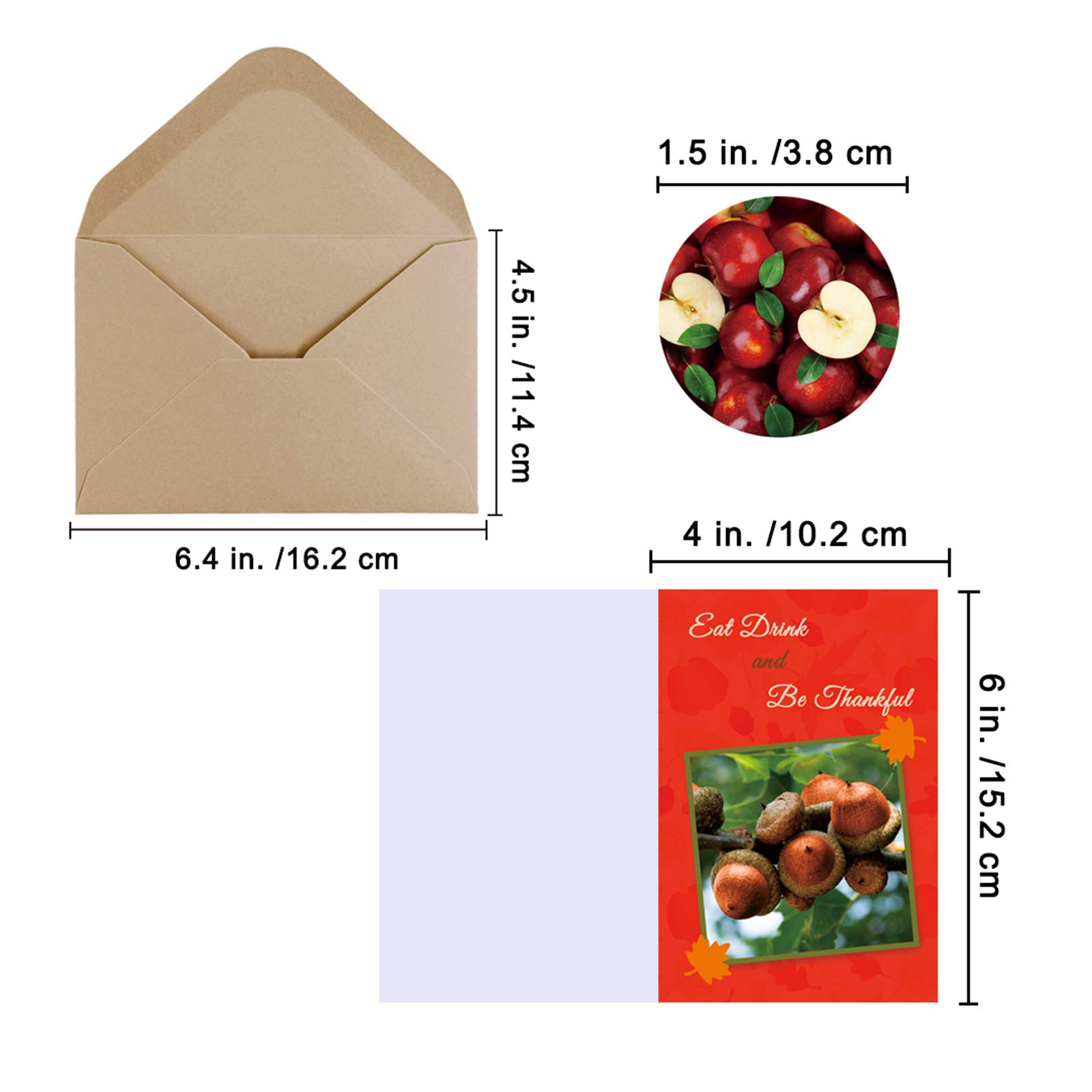 Winlyn 120 Sets Bulk Blank Thanksgiving Cards with Envelopes Stickers Assortment 8 Design of Fall Pumpkin Leaf Photos Thank You Greeting Cards Note Cards for Fall Wedding Shower Thanksgiving Harvest