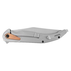 Kershaw Strata Platform Sheepsfoot Pocket Knife, 2.75" Steel Blade with Nail Clipper and File, Slipjoint Manual Folding Knife EDC