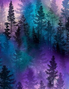 timeless treasures aurora c8457 purple aurora & trees bty