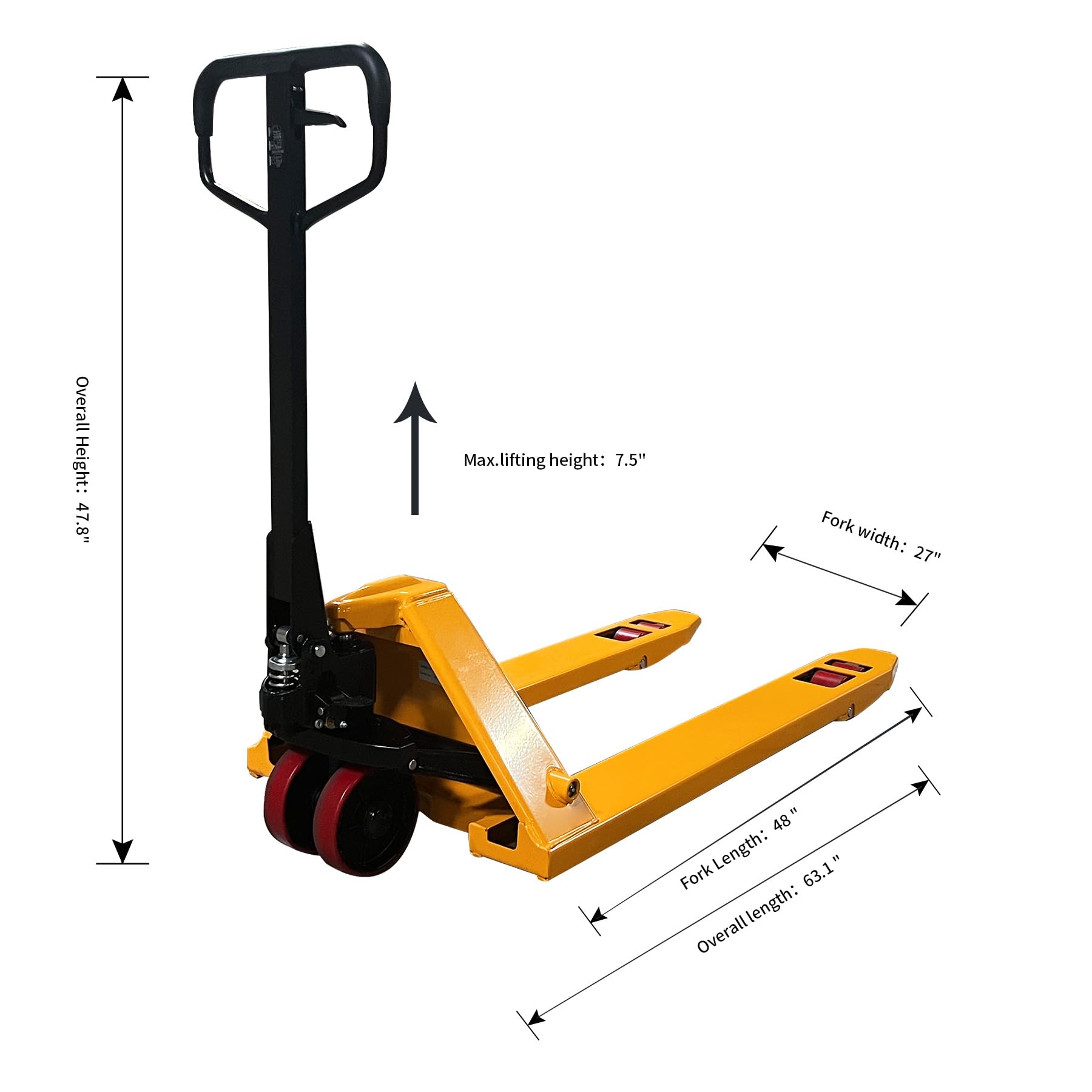 Tory Carrier Heavy Duty Pallet Jack Truck 7700lbs Capacity 48" L×27" W