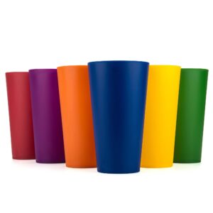 kx-ware 32-ounce plastic tumblers large drinking glasses, set of 6 multicolor