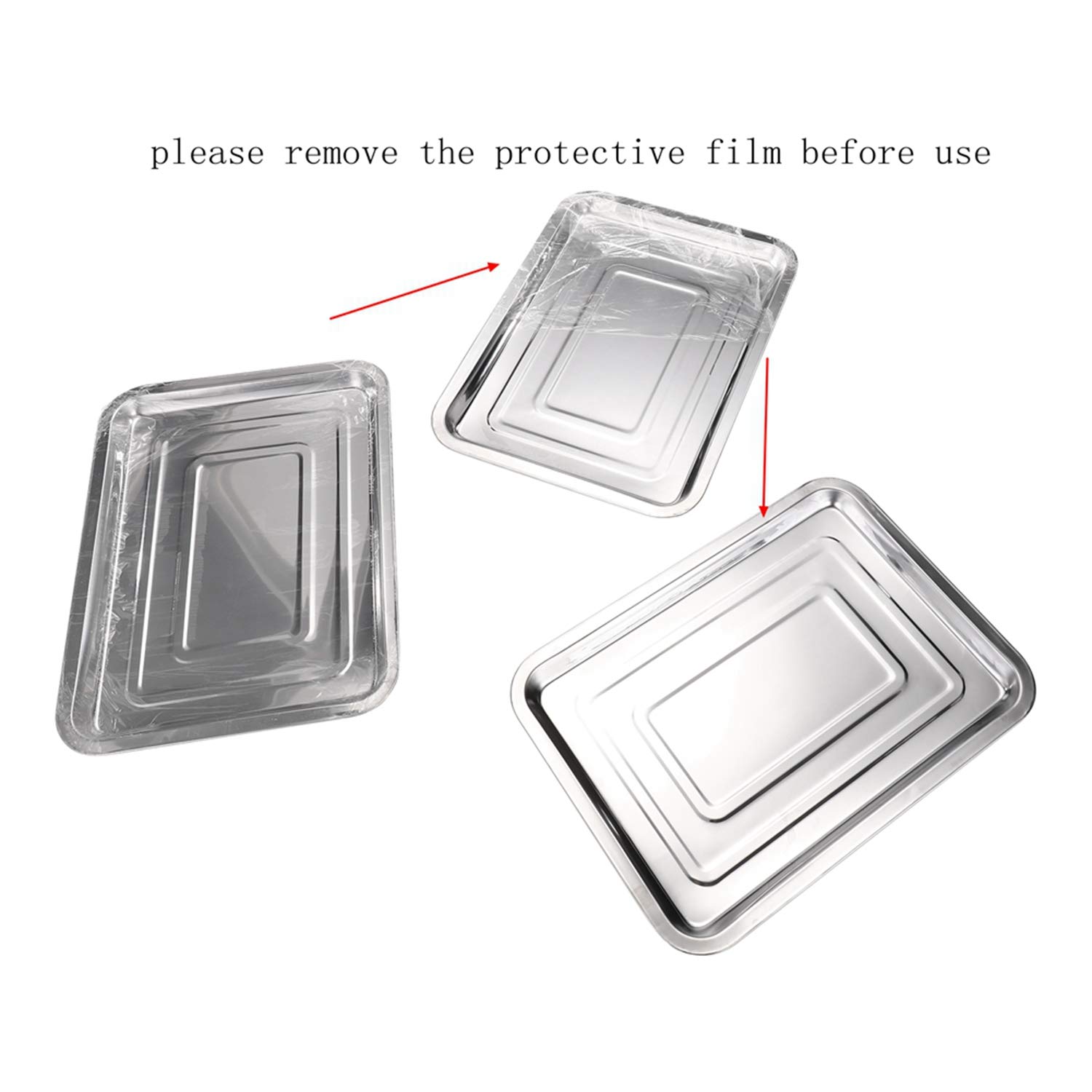 Stainless Steel Tray,5 Pack Stainless Steel Trays 13 1/2" x 10" Dental Body Piercing Instrument Tool Flat for Supplies (5)