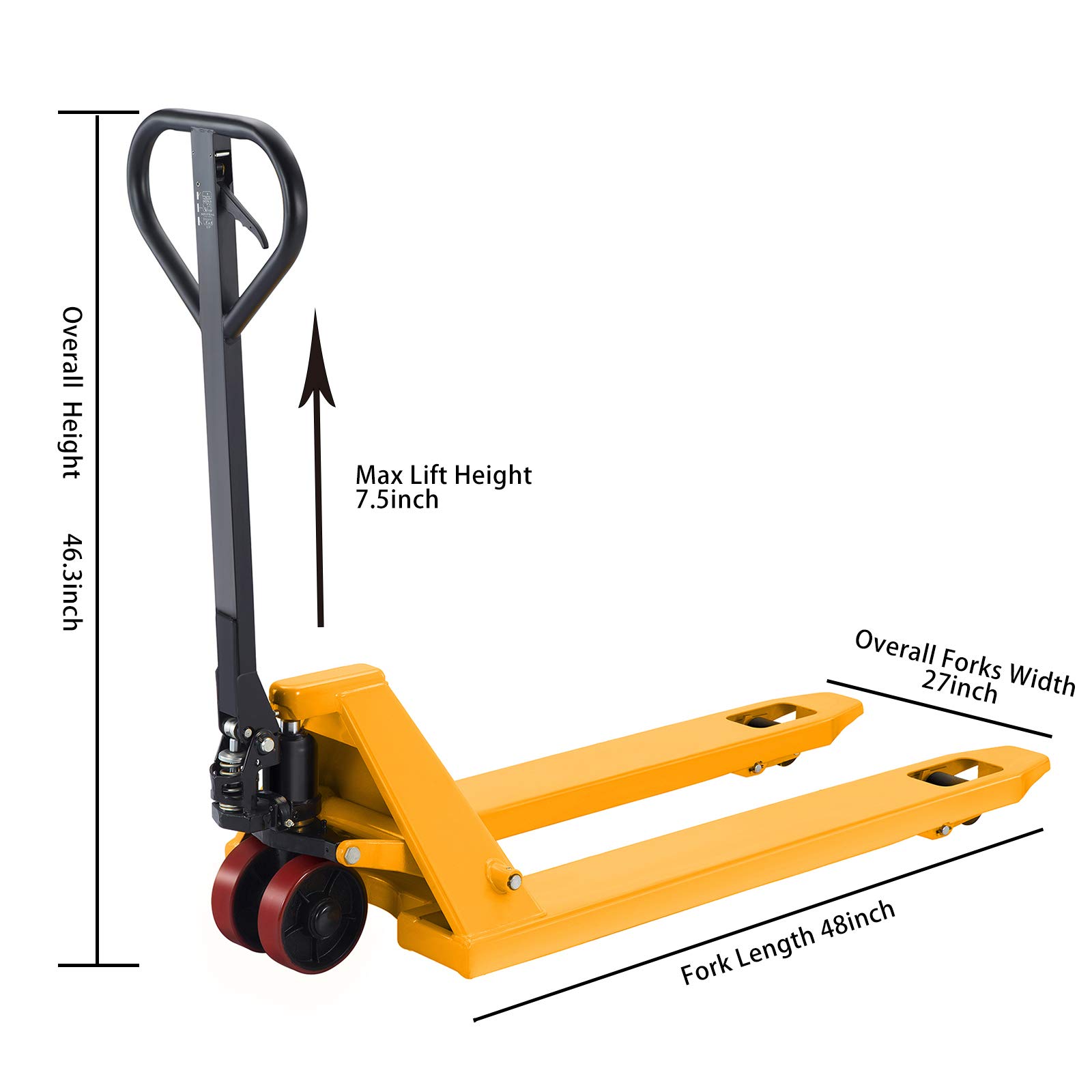 Tory Carrier Hand Pallet Jack, Standard Duty Manual Pallet Truck 48" Lx27 W 5500lbs Capacity