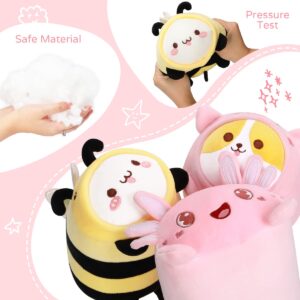 AIXINI 8 inch Plush Toys Set 3pcs Cute Panda/Deer/Pig Plush Stuffed Animals Packs, Super Soft Cartoon Hugging Toy Gifts for Bedding Kawaii Pillow