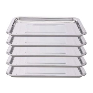 stainless steel tray,5 pack stainless steel trays 13 1/2" x 10" dental body piercing instrument tool flat for supplies (5)