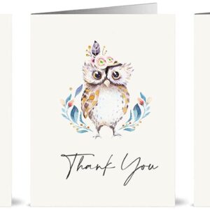 the lazy panda card company 20 x Watercolor Animal Thank You Cards with Envelopes