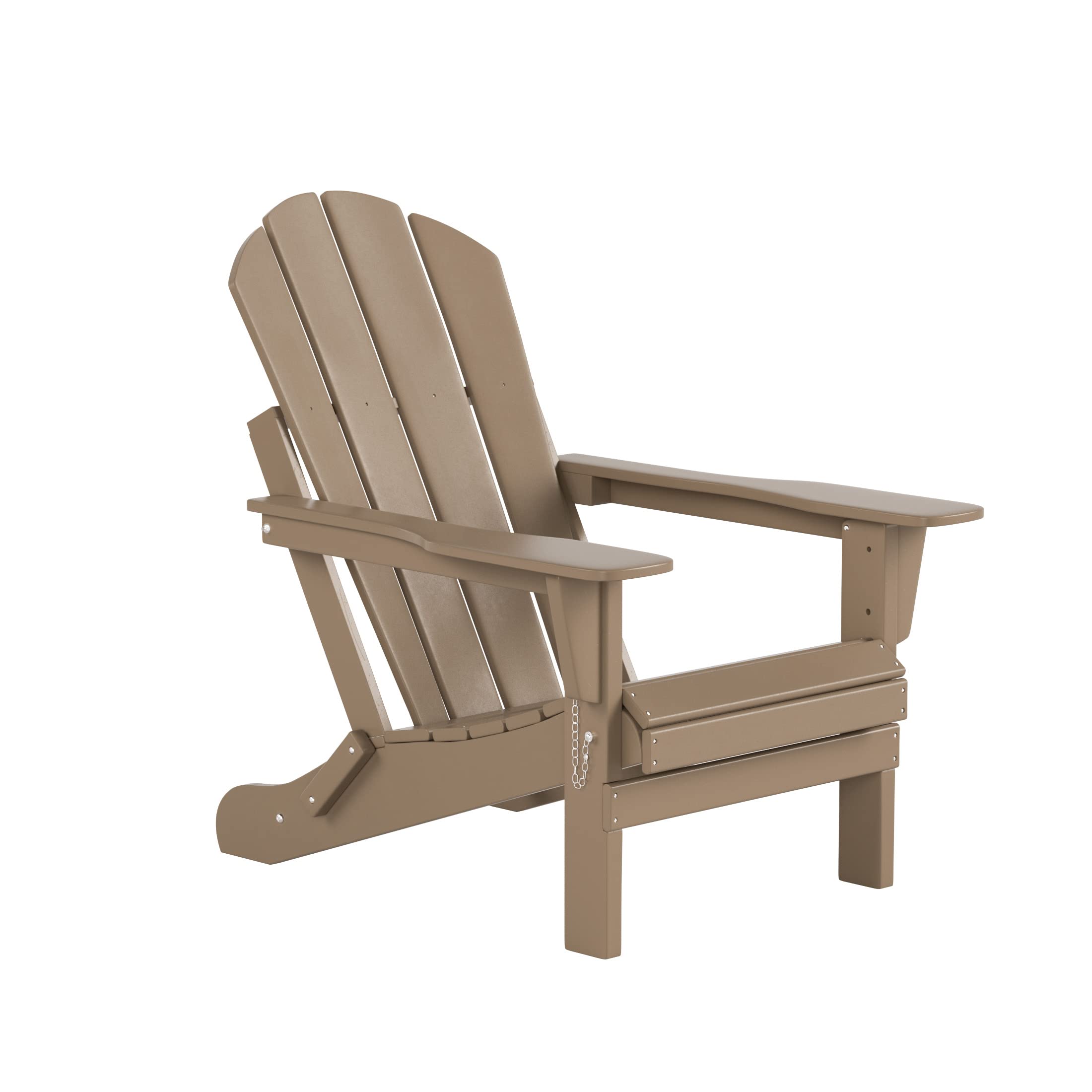 WestinTrends Malibu 3-Pieces Adirondack Chairs Set with Side Table, All Weather Outdoor Seating Plastic Patio Lawn Chair Folding for Outside Porch Deck Backyard, Weathered Wood