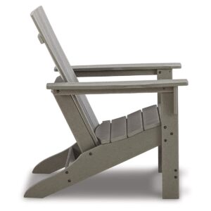 Signature Design by Ashley Visola Outdoor Patio HDPE Weather Resistant Adirondack Chair, Gray