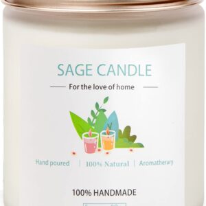 Sage Candle for Cleansing House, 8Oz 45 Hrs Soy Wax Sage Scented Candles for Home Scented Candle, for House Energy Cleansing, Banishing Negative Energy, Purification and Healing,Women Gifts