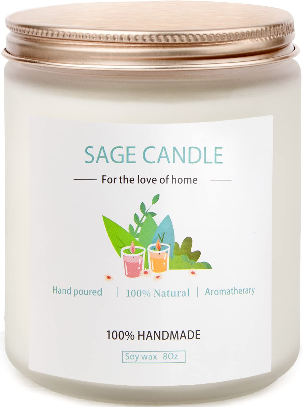 Sage Candle for Cleansing House, 8Oz 45 Hrs Soy Wax Sage Scented Candles for Home Scented Candle, for House Energy Cleansing, Banishing Negative Energy, Purification and Healing,Women Gifts