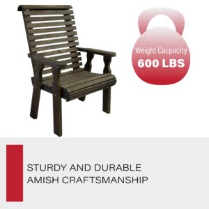 Amish Casual Heavy Duty 600 Lb Roll Back High Back Treated Patio Chair (Dark Walnut Stain)