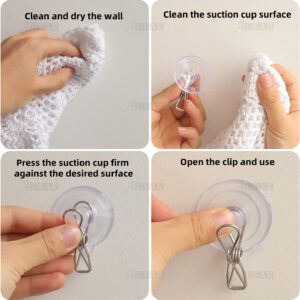 AUEAR, 8 Pack Suction Cup Clips Plastic Round Sucker Clamps Holder for Hanging Home Office Bathroom Accessories 45mm