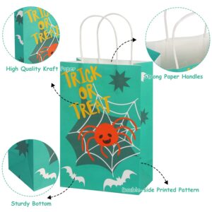 LOKIPA Halloween Paper Gift Bags with Handle, 24 Halloween Kraft Paper Goody Treat Bags for Trick or Treat and Halloween Party Favor