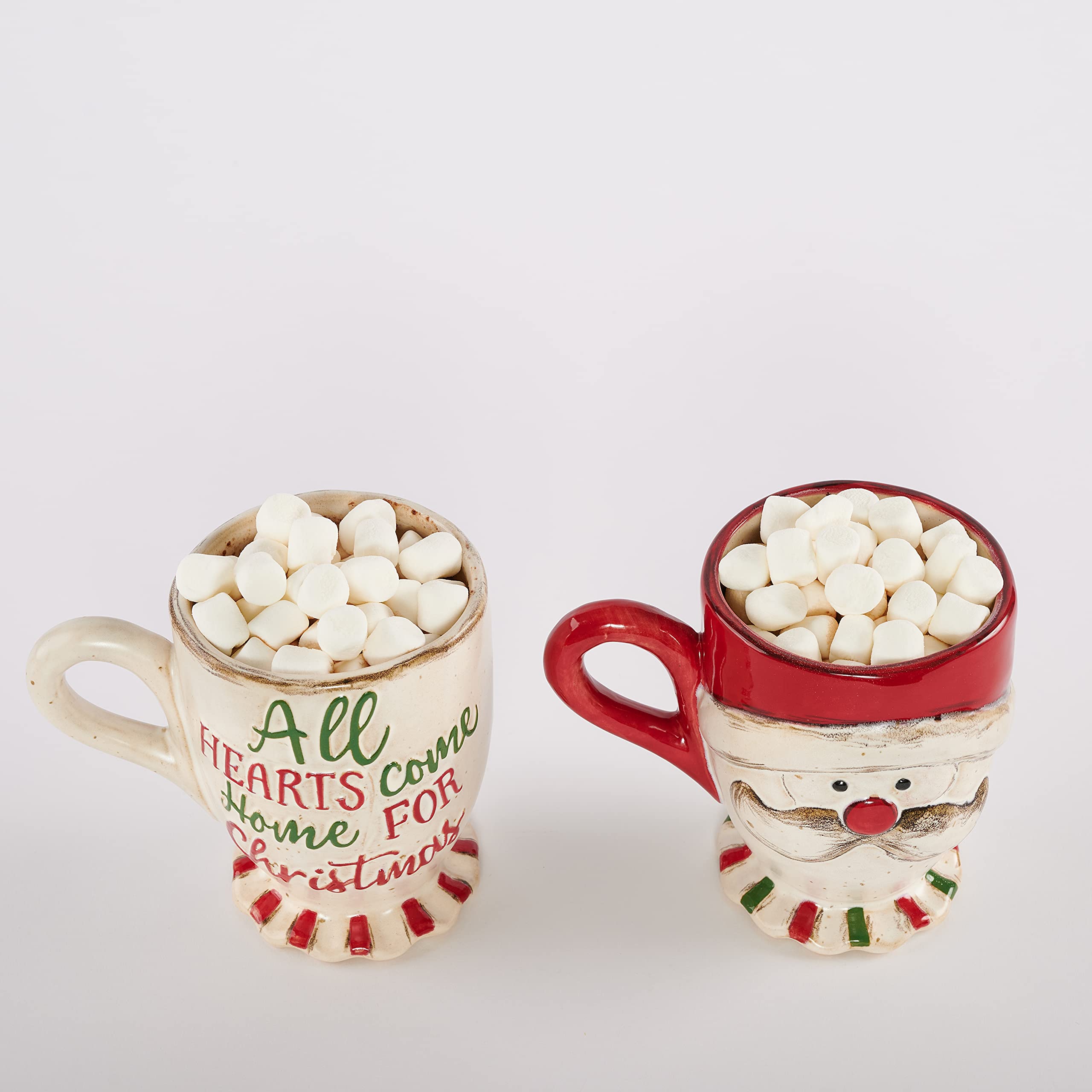 Mud Pie, Santa, Farmhouse Christmas Pedestal Mug, 16 oz, 1 Count (Pack of 1)