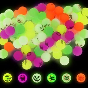 ccinee 72pcs halloween bouncing ball,glow in dark bouncy balls toys for kids halloween party decoration favor bag fillers