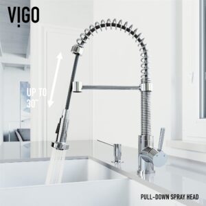 VIGO Edison 19'' H Single Handle Pull-Down Sprayer Kitchen Faucet Set with Soap Dispenser in Chrome-VG02001CHK5