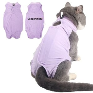 coppthinktu cat professional recovery suit for abdominal wounds or skin diseases, cat surgery recovery suit, e-collar alternative, soft kitten spay recovery suit anti licking wounds