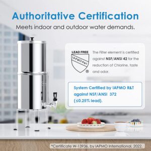 Waterdrop Gravity-fed Water Filter System, NSF/ANSI 42&372 Standard, 2.25G Stainless-Steel System with 4 Filters, Metal Water Level Spigot and Stand, Reduces Chlorine-King Tank Series, WD-TK-FS