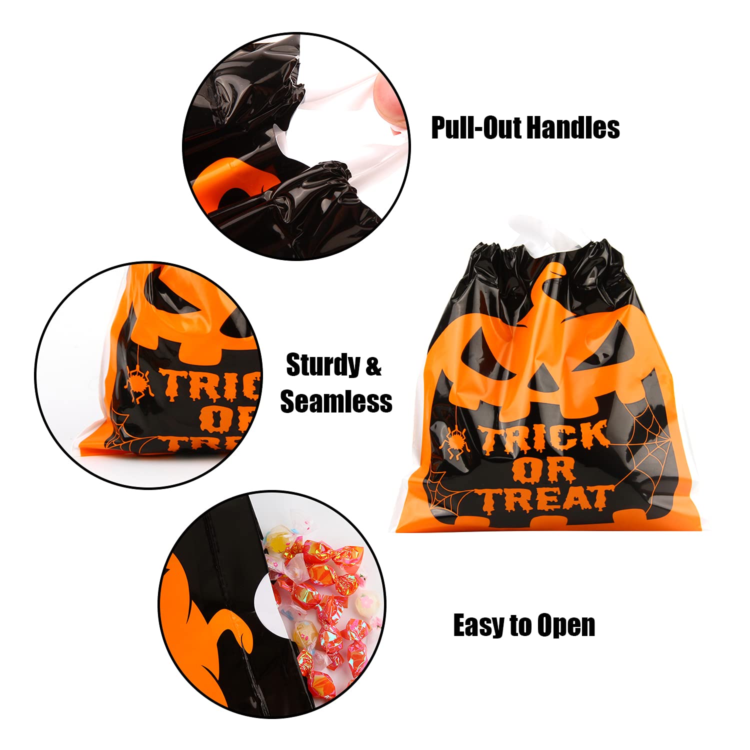 CCINEE 48PCS Halloween Goody Bags with Drawstring,Tick or Treat Candy Bags for Kids Party Favor Supply