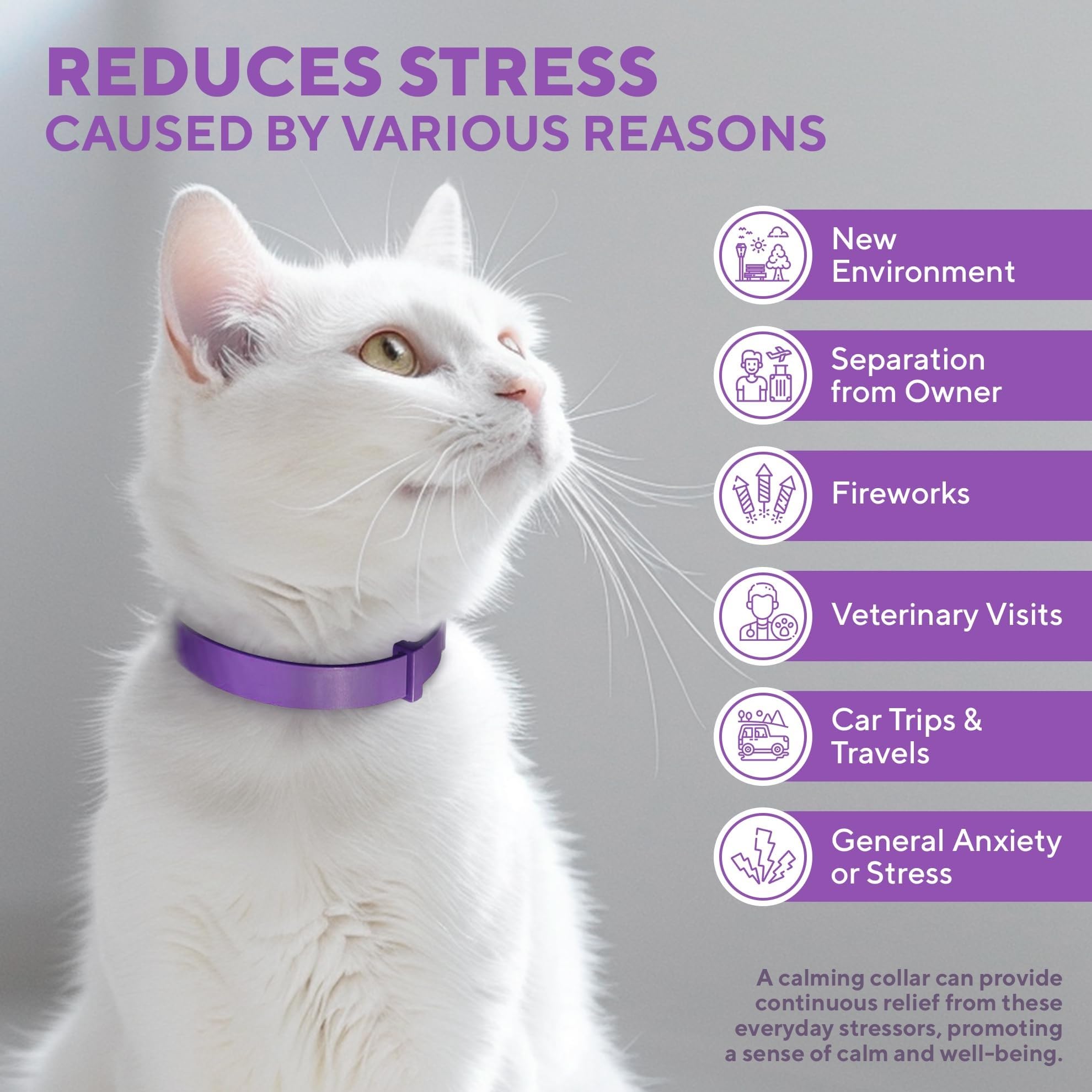 Cat Calming Collar & Pet Anti Anxiety Products - Feline Calm Pheromones Collars & Cats Stress Relief - Relaxivet Comfort Helps with Pee, New Zone, Aggression, Fighting with Dogs & Other Behavior