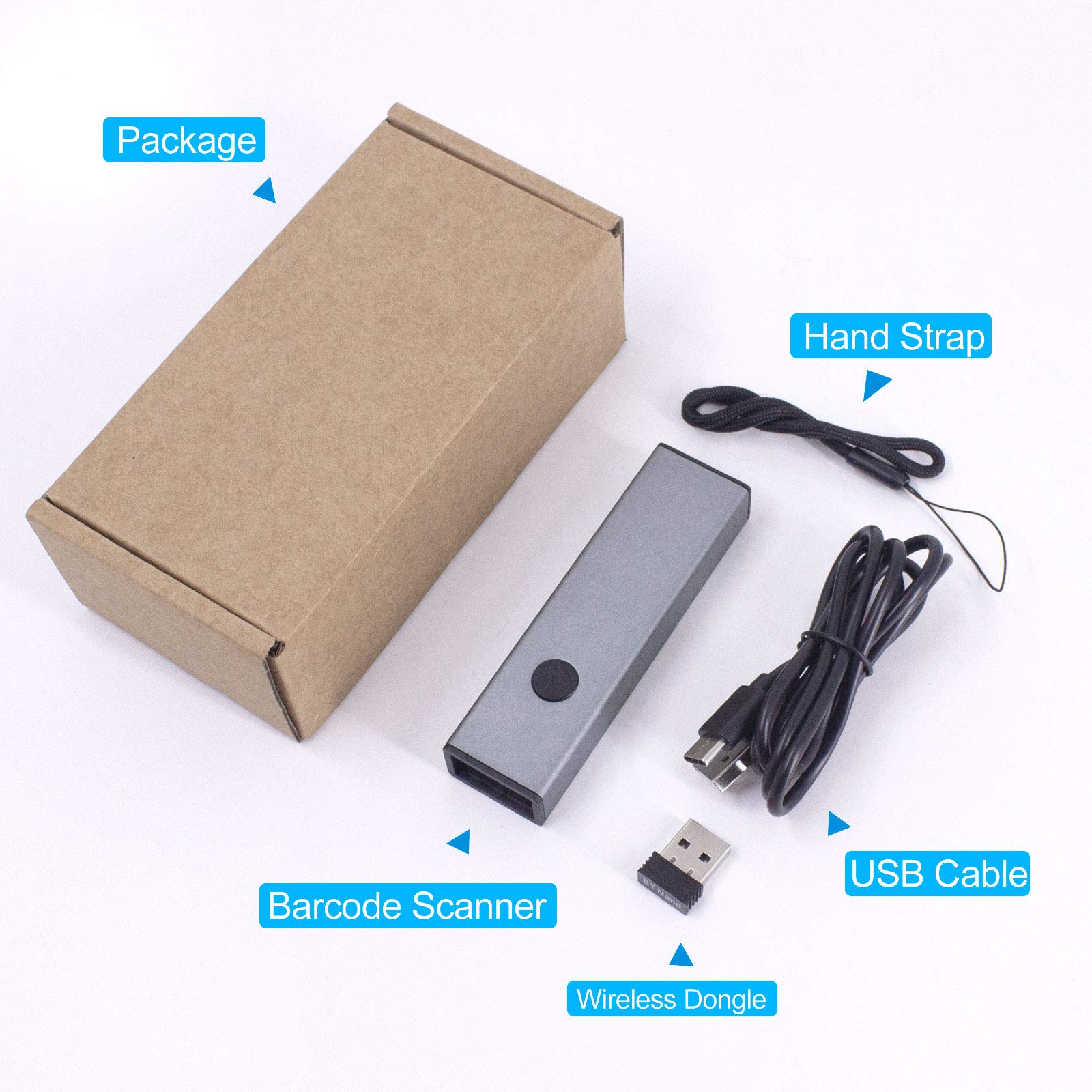 2D QR Wireless Bluetooth Alloy Metal Barcode Scanner,Symcode Portable Handheld Barcode Reader Scanner 3-in-1 Aluminum Alloy Metal Outer Box Barcode Scanner