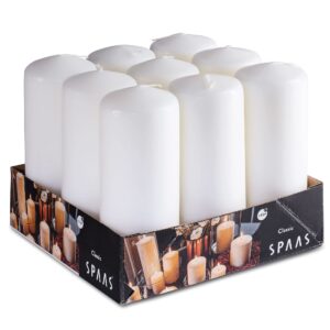 spaas white pillar candles - 9 pack | 6 inch large white dripless pillar candles | long burning unscented pillar candles for home décor, memorial, vigil, parties, wedding, decorative lantern