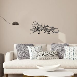 Music is The Voice of The Soul Vinyl Wall Decals Quotes Sayings Music Symbols Words Arts Lettering for Music Room