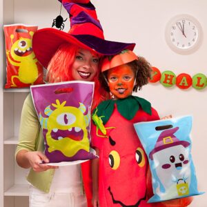 CCINEE 72pcs Halloween Treat Bags, Pumpkin Plastic Candy Tote Bags for Kids Trick or Treat Halloween Party Supply