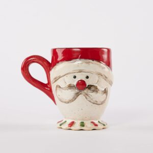 mud pie, santa, farmhouse christmas pedestal mug, 16 oz, 1 count (pack of 1)