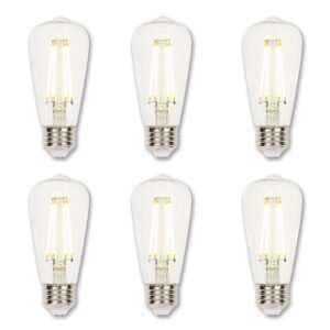 westinghouse 4518700 6.5 watt (60 watt equivalent) st15 dimmable clear filament led light bulb, medium base (6-pack)