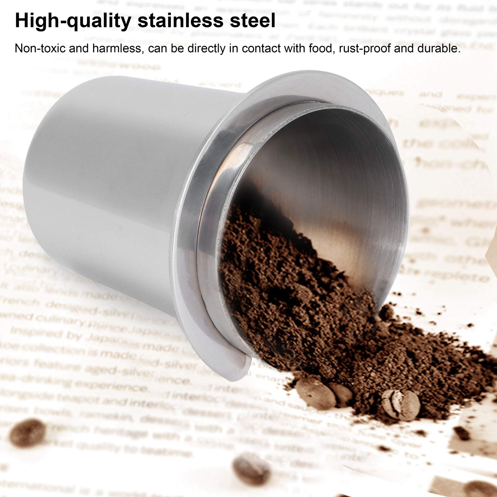 Zerodis Coffee Dosing Cup, 51mm Stainless Steel Espresso Coffee Dosing Cup Coffee Machine Coffee Powder Feeder Part for Espresso Machine DIY Tools